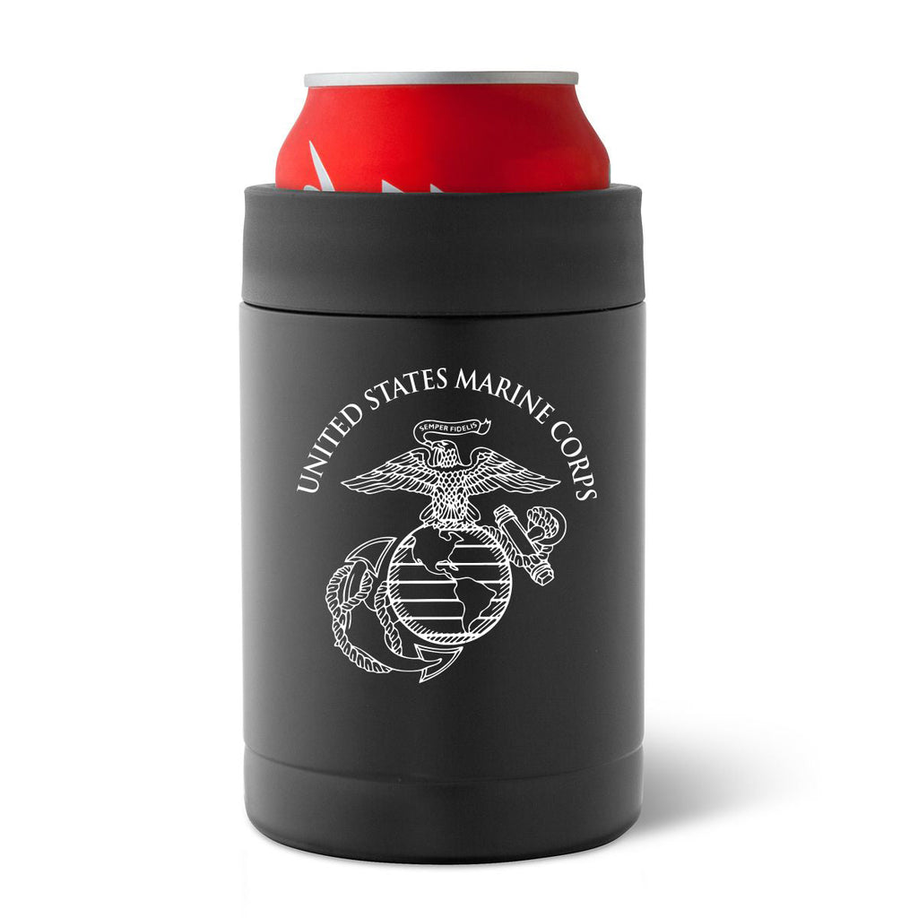 USMC Can Cooler - Insulated Stainless Steel Marine Corps Bottle Cooler