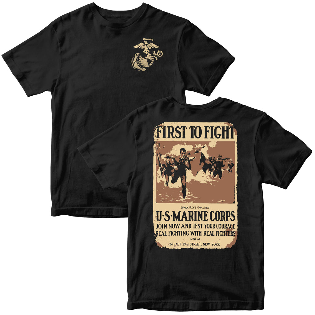 Marines First To Fight Vintage Recruitment Poster T-Shirt | Marine ...