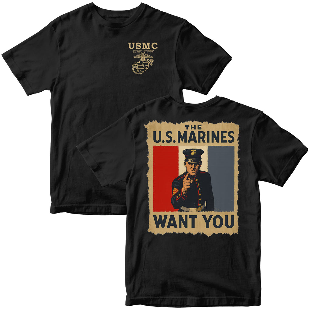 U.S. Marines "WANT YOU" Vintage Poster T-Shirt | Marine Corps Gift Shop