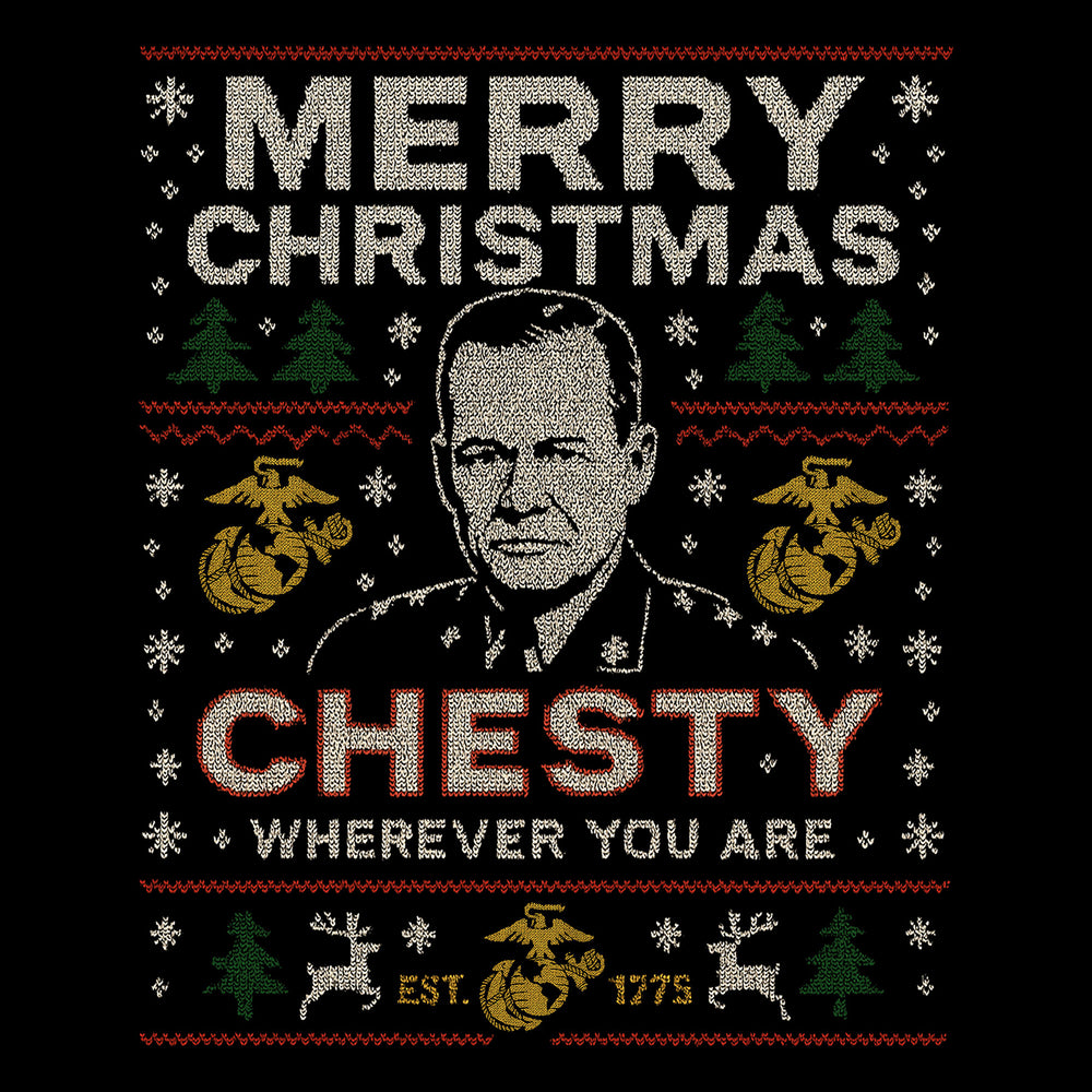 USMC Merry Christmas Chesty “Sweater Style” Sweatshirt | Marine Corps ...