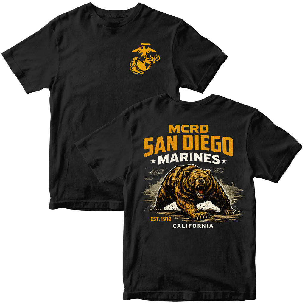 USMC Tee | MCRD San Diego Marines Growling Bear T-Shirt | Marine Corps ...