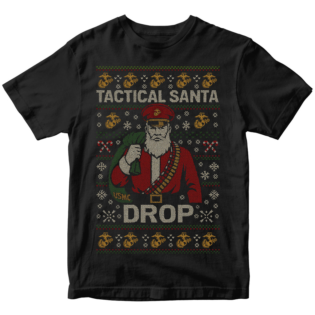 Marines Christmas Tactical Santa Drop “Sweater Style” T-Shirt | Marine ...