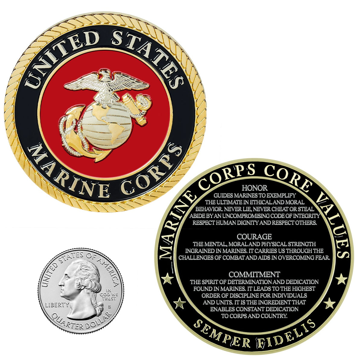 USMC Core Values USMC Challenge Coin – Marine Corps Gift Shop