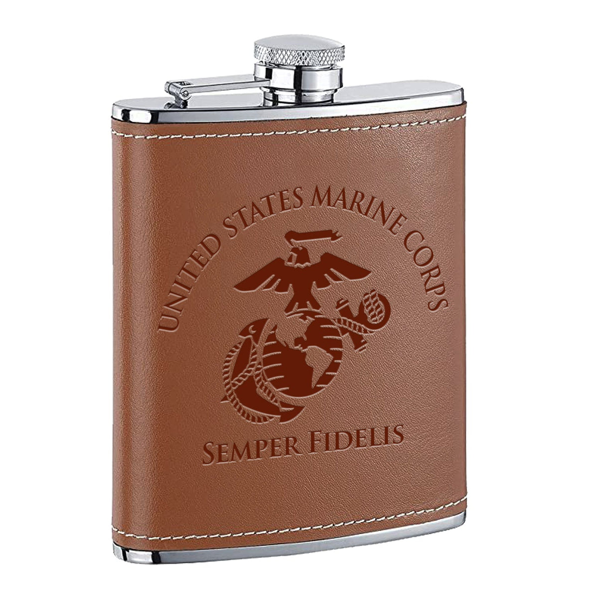 Leather wrapped USMC 8 oz Flask | Stainless Steel Hip Flask for Liquor ...